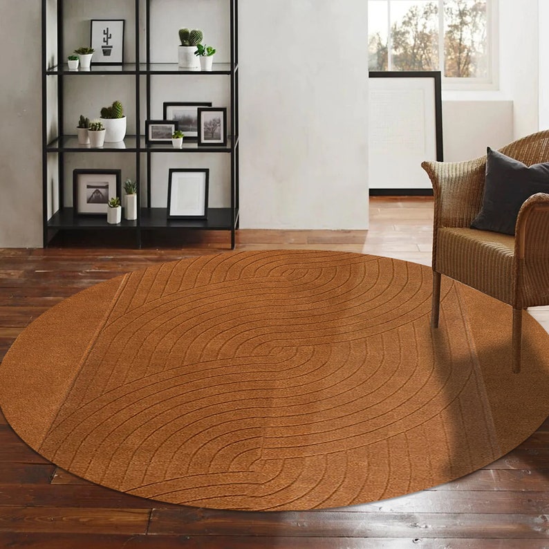 9x9 Round Wool Rug, Brown Carpet ! 8x8, 7x7, 6x6 ! Hand Tufting, Bed ...