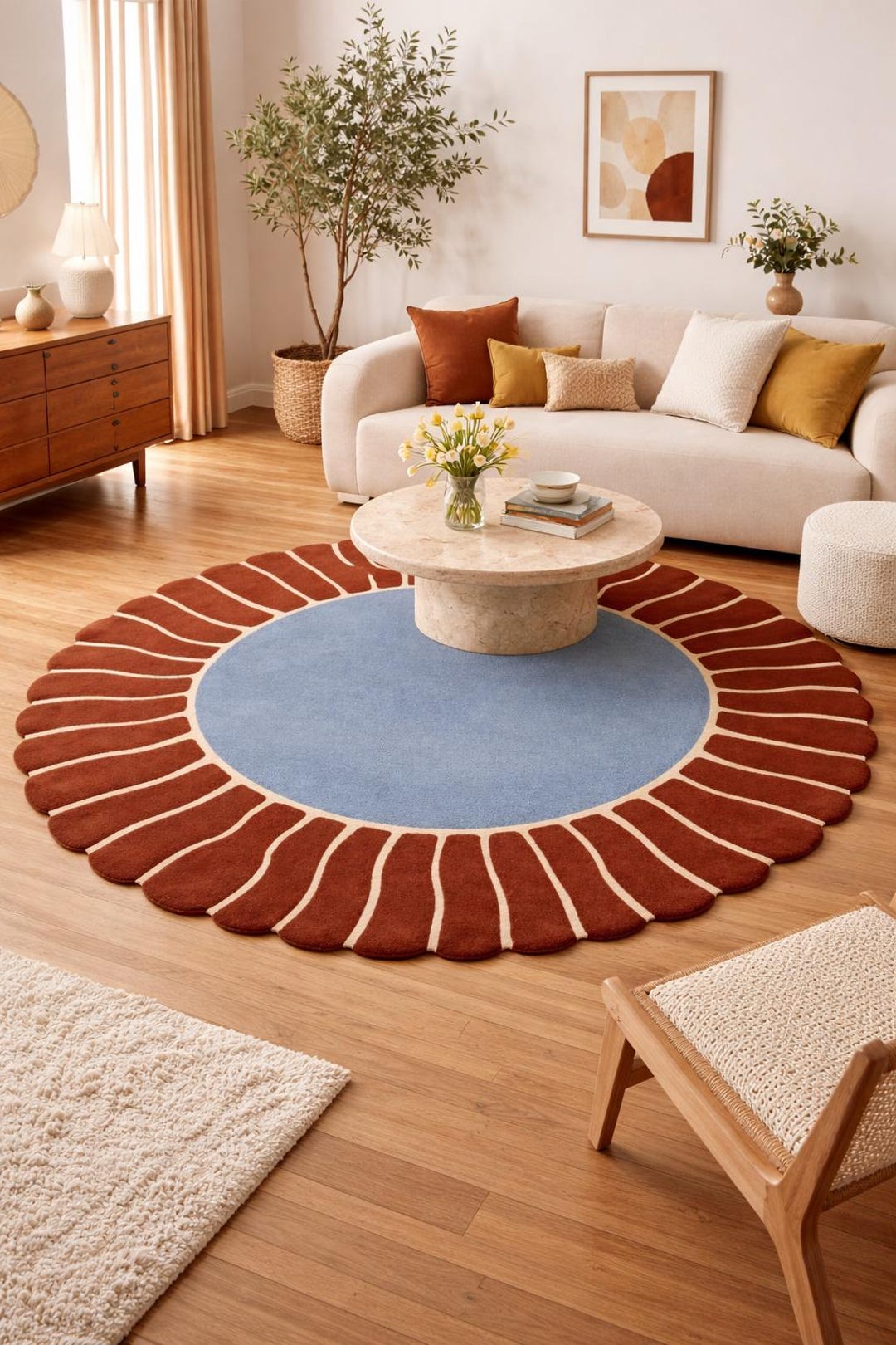 12 Ft Rug Round | Burgundy Circle Rugs | Hand Tufted | Living Room Rugs ...