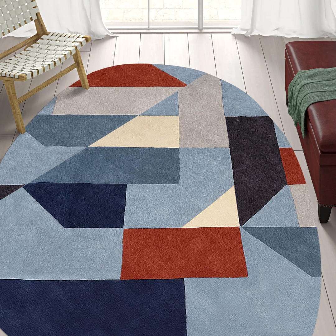 Oval Tufted | 5x7, 5x8, 6x8, 6x9, 7x9 | Blue Area Rugs | Living Room ...