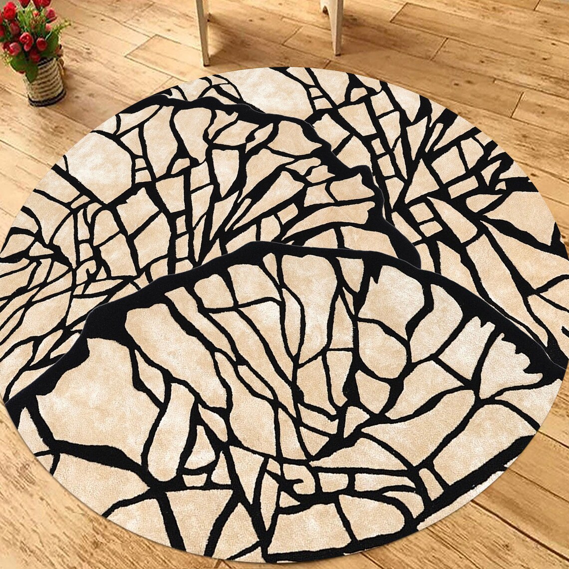 9x9 Round Rug Tufted Wool 8x8, 7x7, 6x6 Handmade Area Rugs Cream and ...