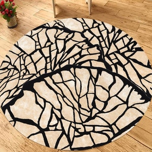 9x9 Round Rug Tufted Wool 8x8, 7x7, 6x6 Handmade Area Rugs Cream and ...