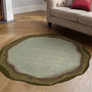 Hand Tufted Round Wool Rug: Green Circle Area Carpet - Etsy