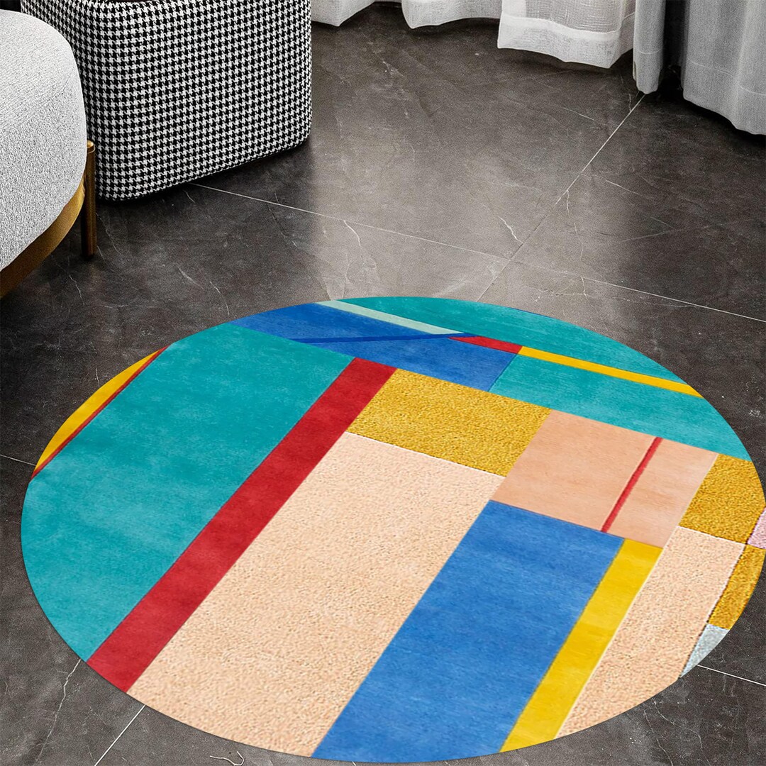 Circular Rugs 7’ ! Round Area Rug 8x8 Ft ! Hand Tufting ! Woolen Carpet ...