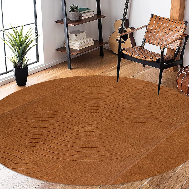 9x9 Round Wool Rug, Brown Carpet ! 8x8, 7x7, 6x6 ! Hand Tufting, Bed ...