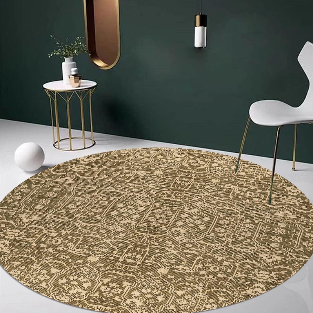 Round Area Rug, 6x6, 7x7, 9x9, 10x10, Hand Knotted Carpet, Sage Green ...
