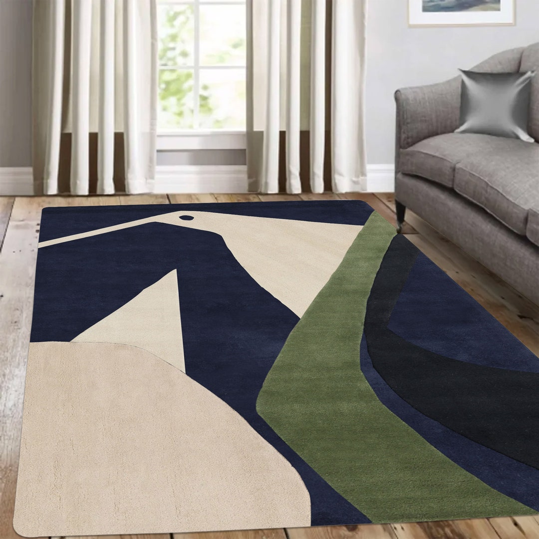Carpet 5x7, 6x9, 7x10, 8x11 Blue Green Wool Rug, Living Room, Bedroom ...