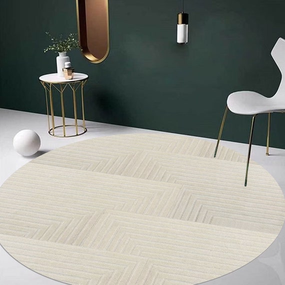 Round Area Rug Hand Tufting Carpet 9x9 8x8 off White Color Rugs for Living Bed Room Geometric Carpet Etsy
