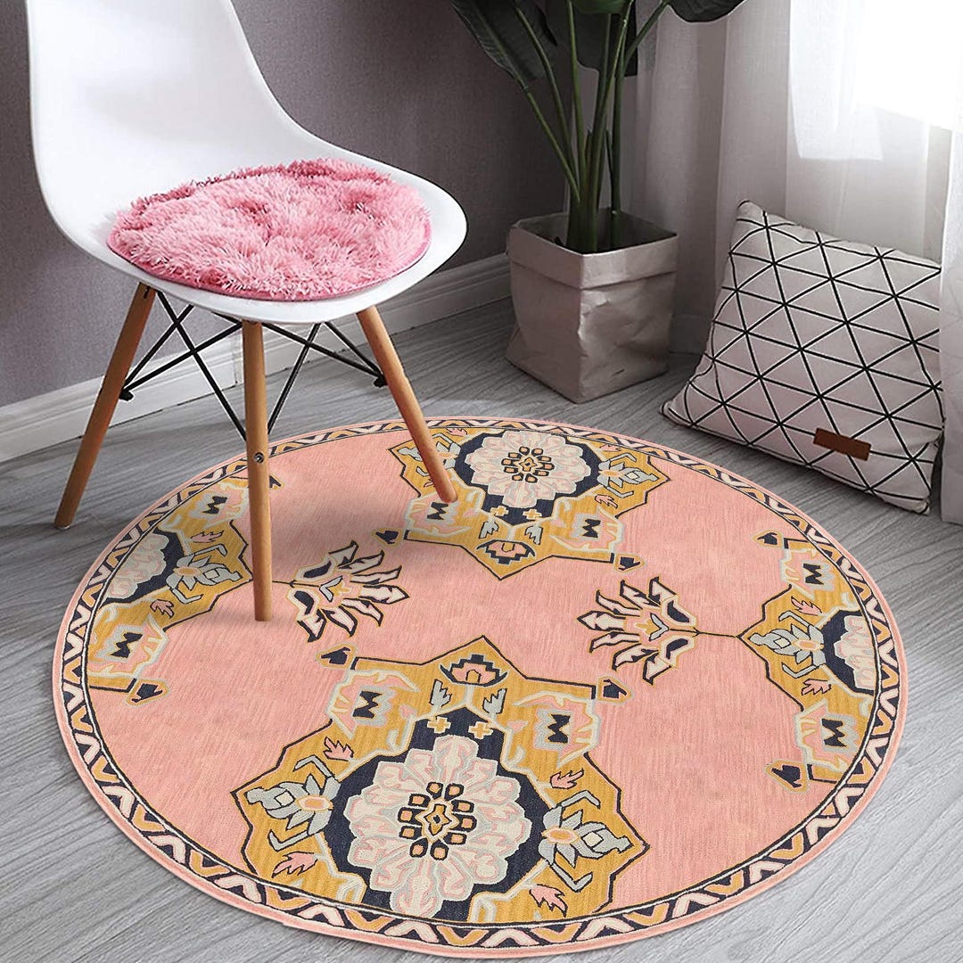 Round Carpet 7x7 ! Pink Wool ! 8x8, 9x9, 10x10, 11x11 ! Dining, Bed ...