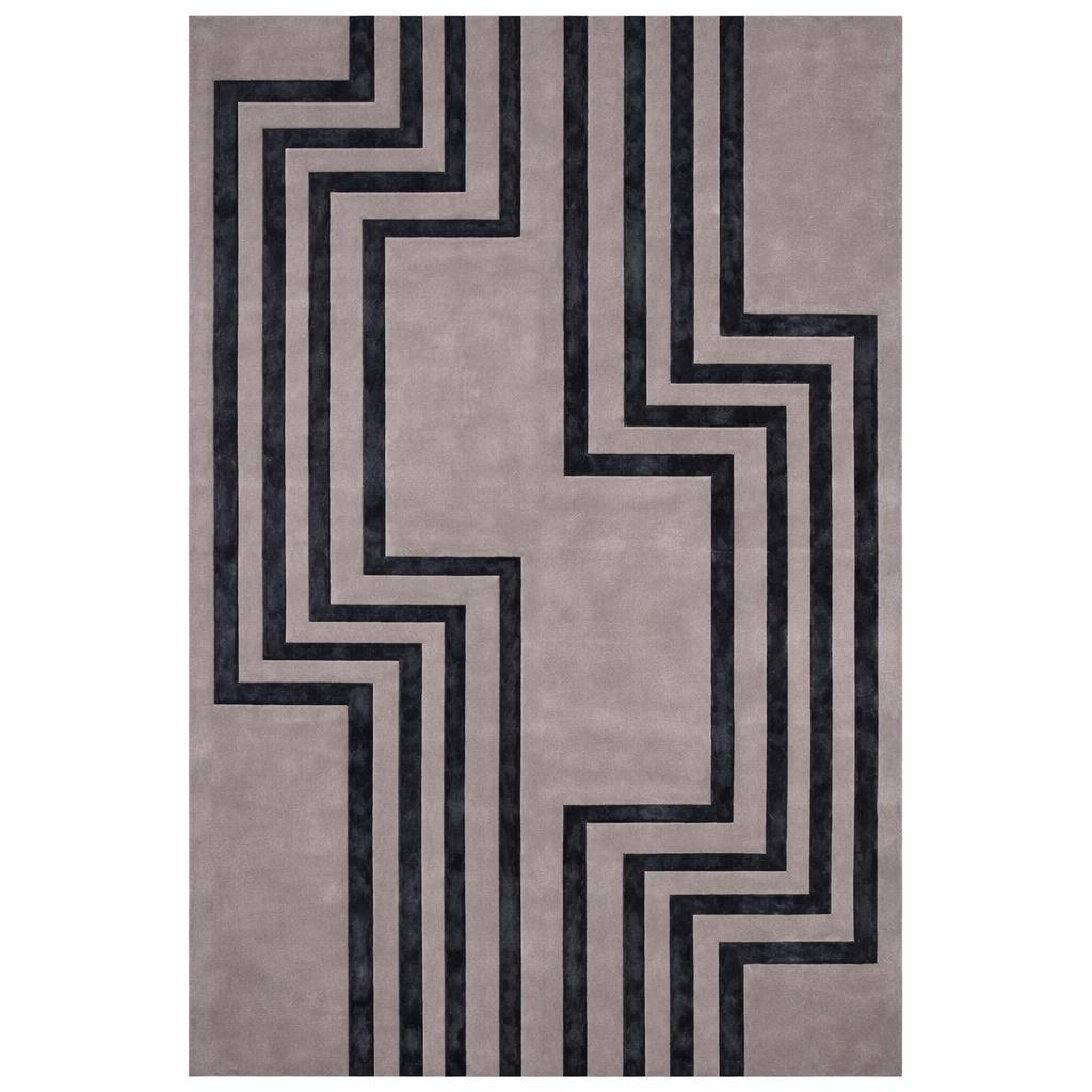 Grey Modern Hand Tufted Rugs | Abstract Geometric Line Design | 6x9 ...