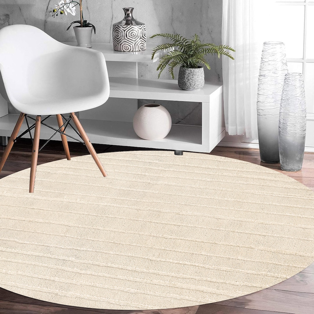 Hand Knotted Rug 5x5, 6x6 Living Room Carpet, Beige Area Rug 7x7, 8x8 ...