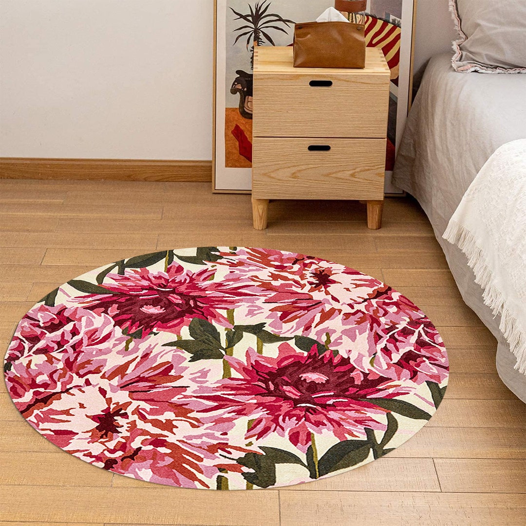Round Floral Rugs ! Hand Tuffed ! 10x10, 11x11, 12x12 ! Woolen Carpet ...
