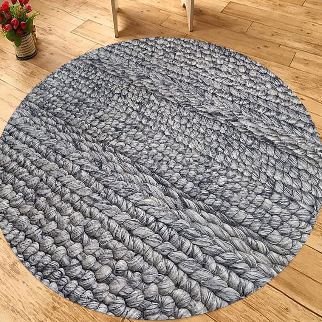 Hand Woven | Grey Color | 6x6, 7x7, 8x8, 9x9, 10x10 | Wool Area Rug ...
