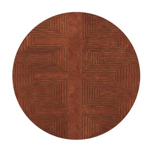 Rust Color Tufted Area Rug, Premium Quality Wool Round Carpet for Bed ...