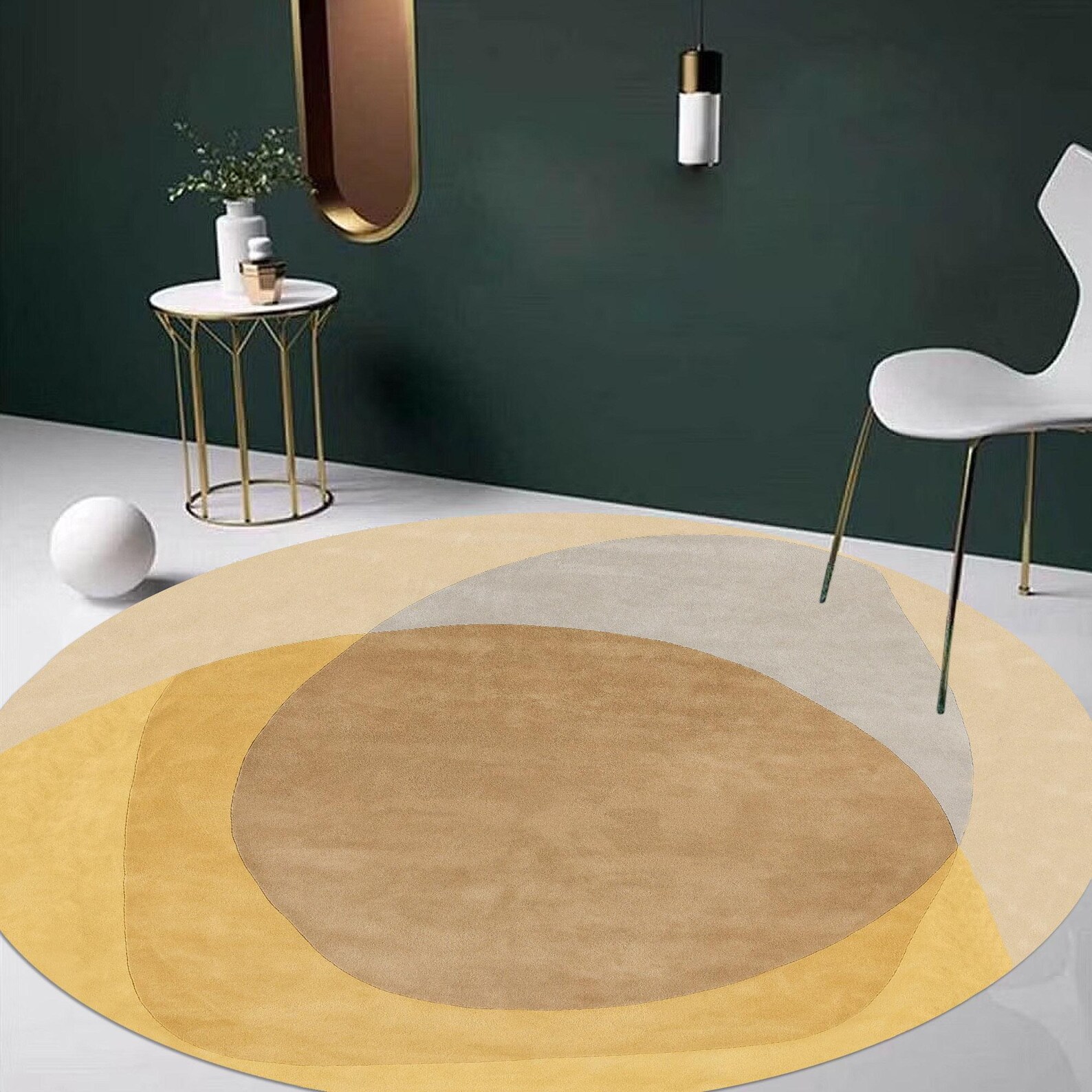 Yellow Round Rug: Hand Tufted Modern Wool Rug 9x9, 10x10 - Etsy