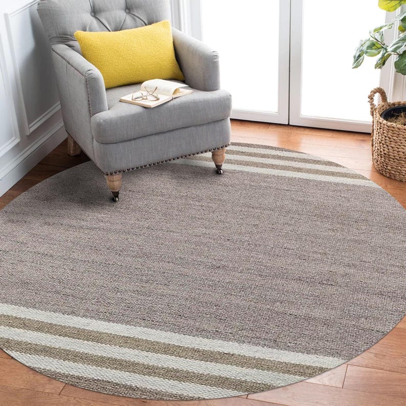 Hand Woven Round Wool Rug: Modern Geometric Design - Etsy