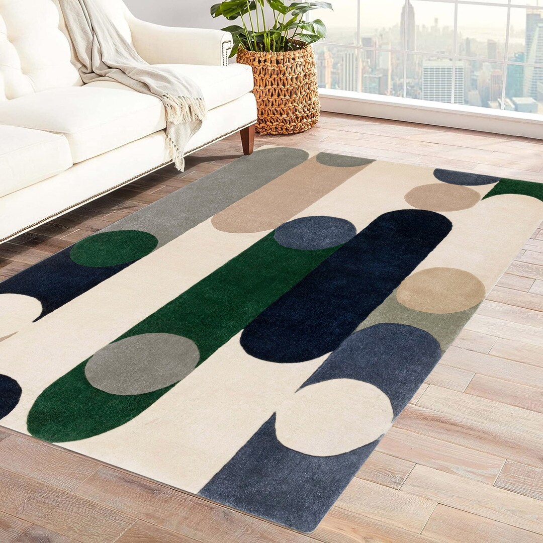 Area Rug 8x10, 9x11, 9x13, 10x10, Wool Tuft , Handmade, Geometric ...
