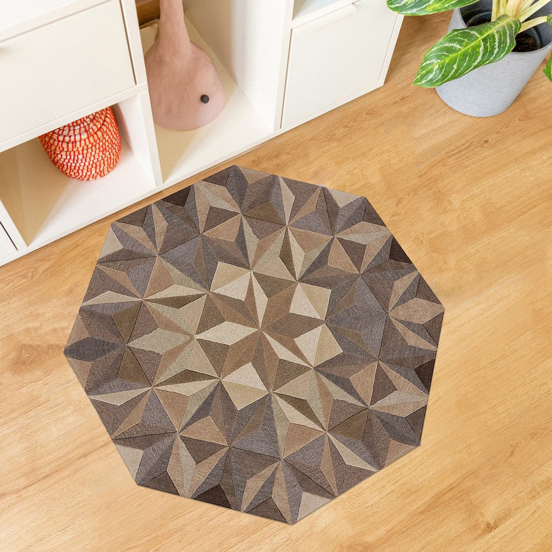 Octagon Area Rugs Tufted Carpet 5X5, 6X6, 7X7 Abstract Rug Handmade ...