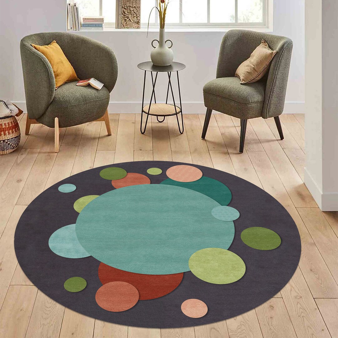 Round Area Rug 9x9, 8x8 Hand Tufting Carpet 7x7 Living, Kids, Room Rugs ...