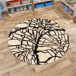 9x9 Round Rug Tufted Wool 8x8, 7x7, 6x6 Handmade Area Rugs Cream and ...