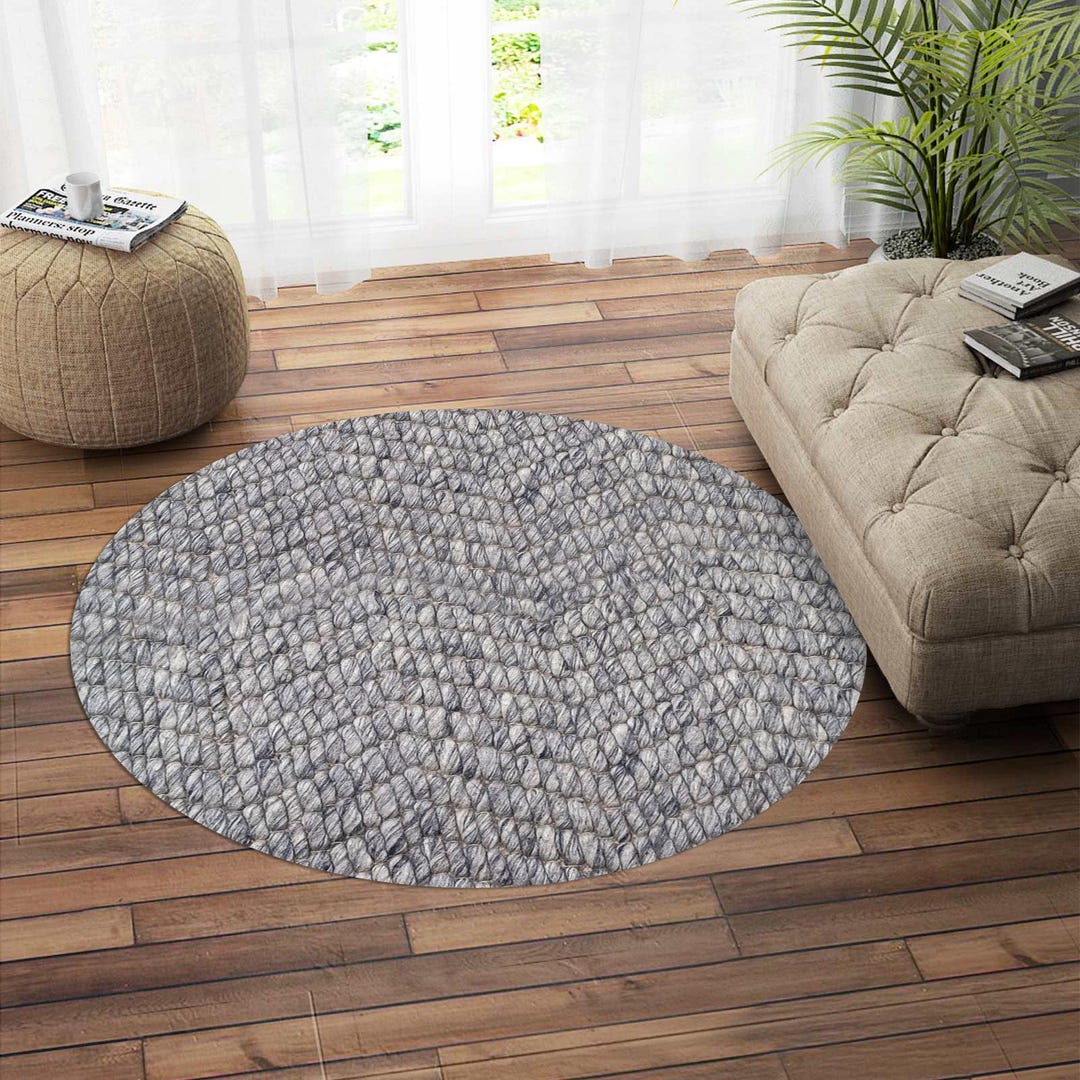 Rugs for Living Room | Hand Woven | Grey Area Rug | 5x5, 8x8, 9x9, 7x7 ...