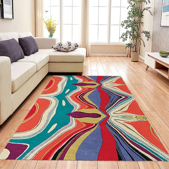 Tufted Rug 6x8 6x9 7x10 8x10 8x11 Bedroom Living Room Area Rugs Wool Carpet Abstract Design Etsy