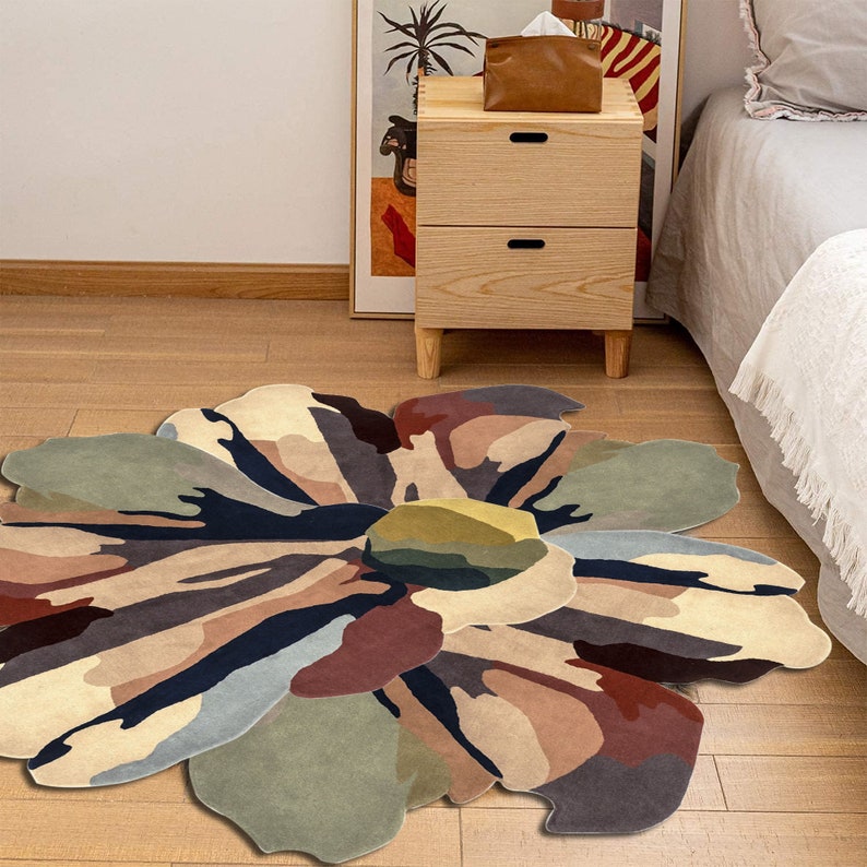 Floral Area Rug 5x5 ! Hand Tuffed ! Round Wool ! 6x6, 7x7, 8x8, 9x9 ...