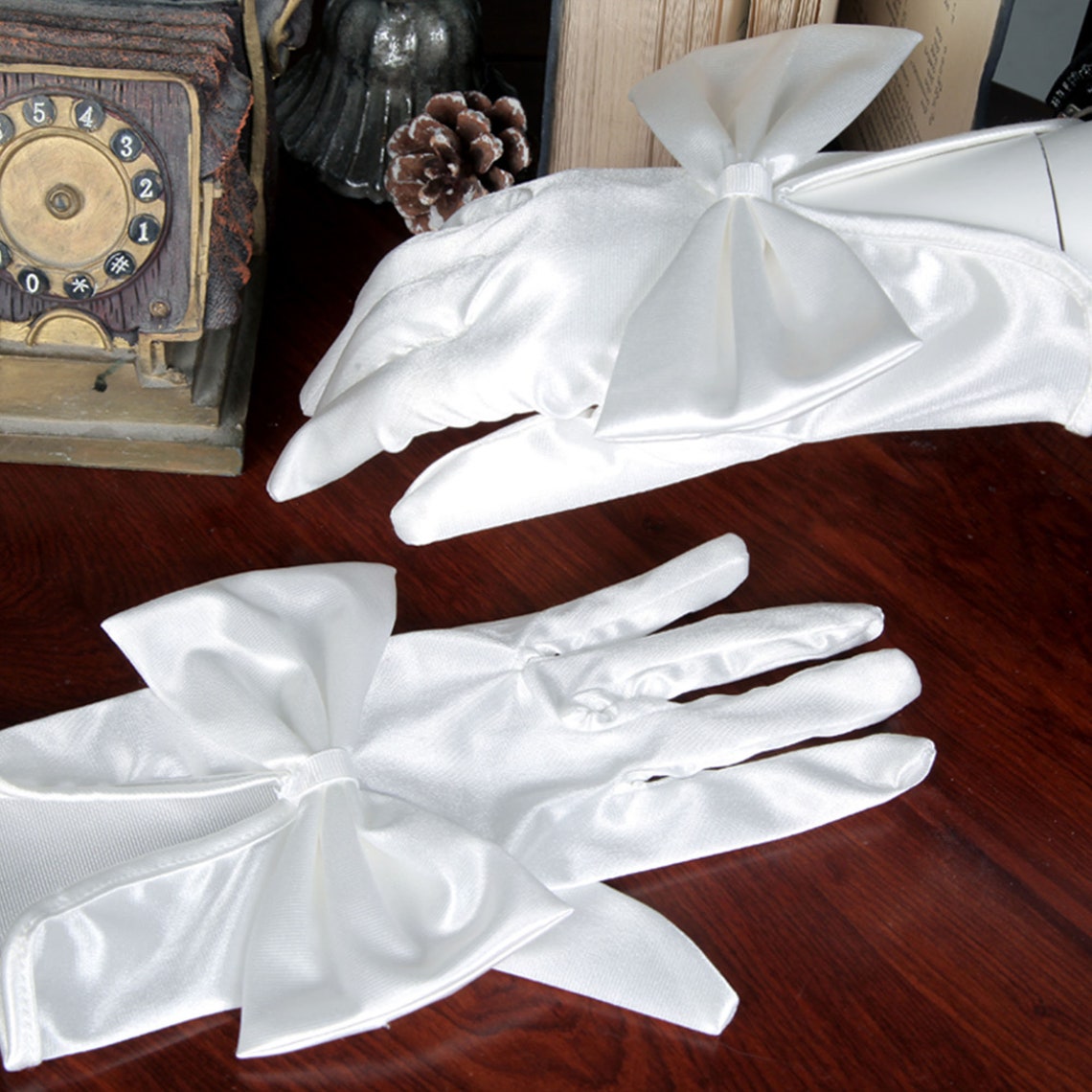 White Satin Opera Glovesblow Glovesvintage Hepburn - Etsy