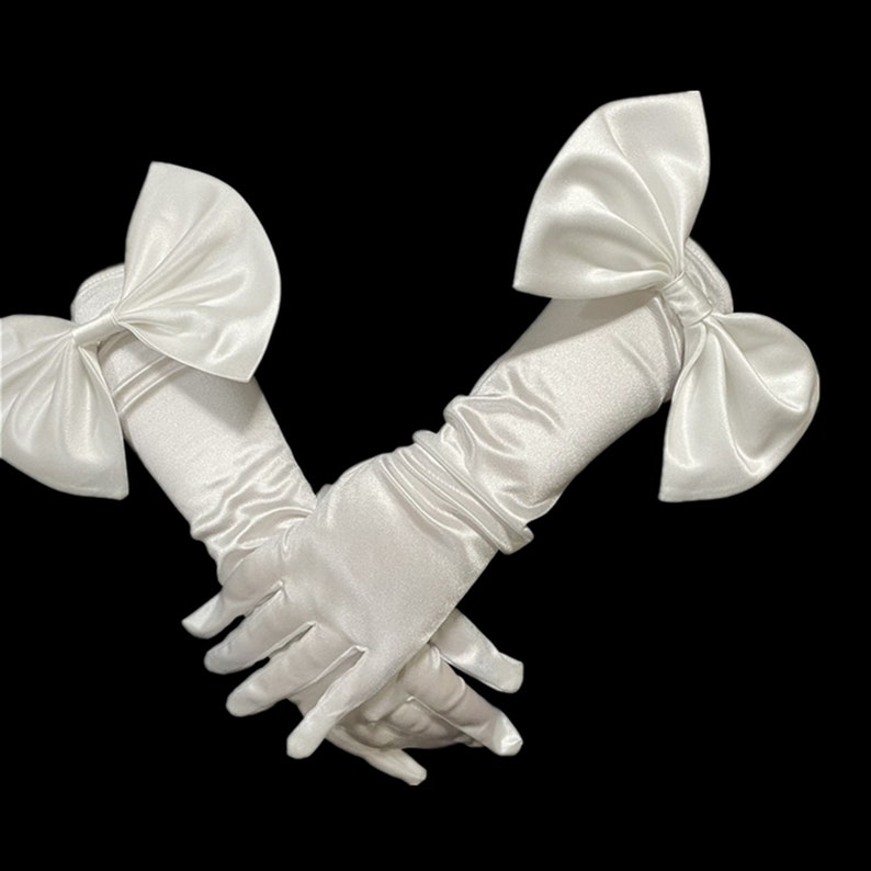 White Satin Opera Glovesblow Glovesvintage Hepburn - Etsy