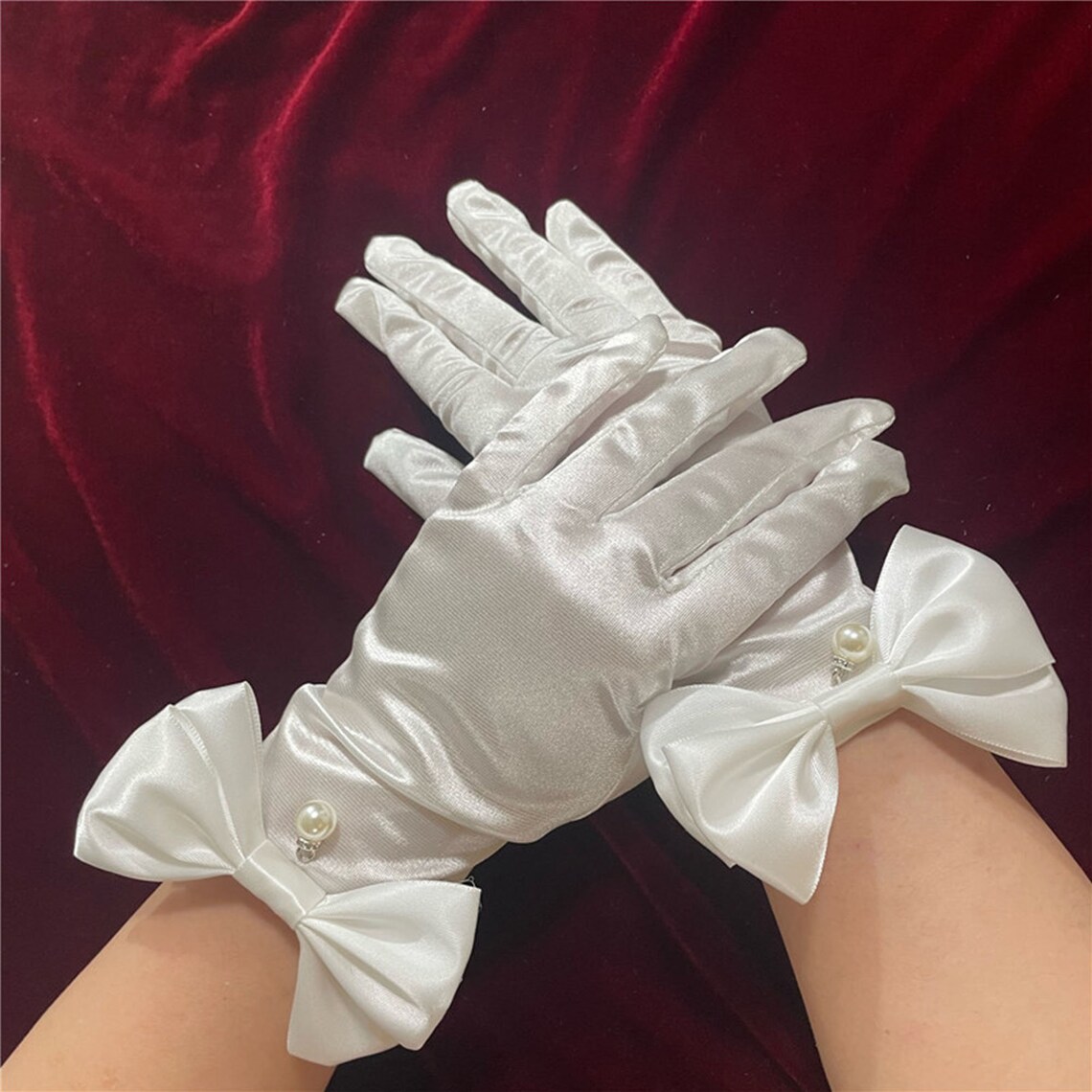 White Satin Opera Glovesblow Glovesvintage Hepburn - Etsy