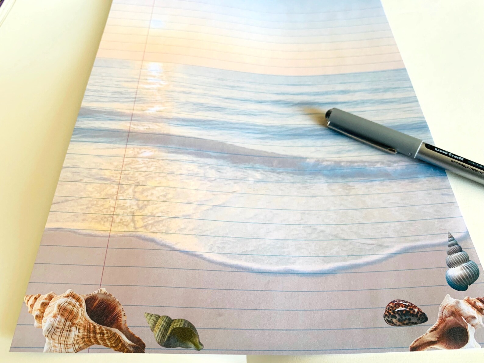 Beach Themed Writing Paper PRINTABLE, Set of 5, for Tropical Sea, Ocean ...