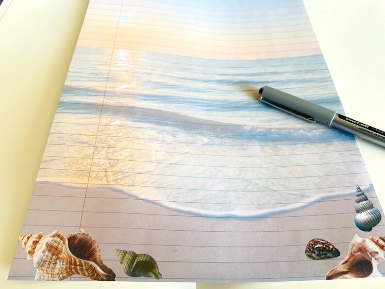 Beach Themed Writing Paper PRINTABLE, Set of 5, for Tropical Sea, Ocean ...