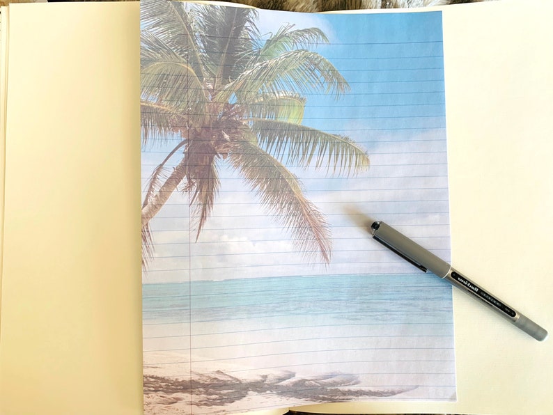 Beach Themed Writing Paper PRINTABLE, Set of 5, for Tropical Sea, Ocean ...