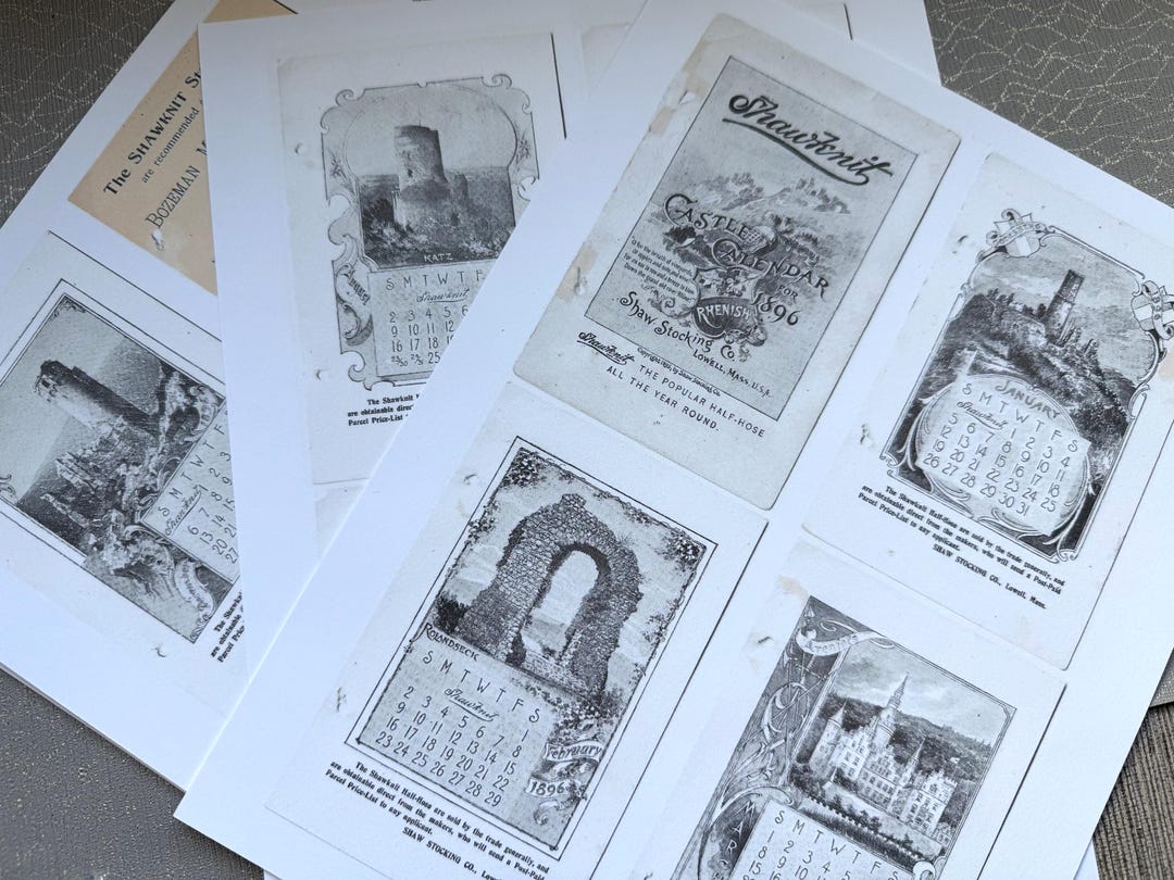 1896 Castle Calendar Printable Kit, Features Different Castles Each ...