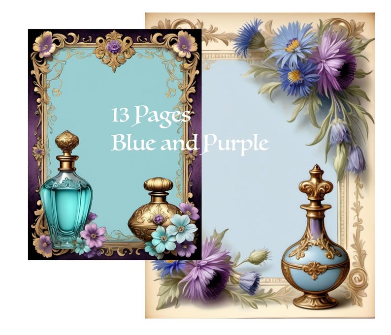 Perfume Bottle Writing Paper Printable Kit, Gorgeous Writing Pages ...