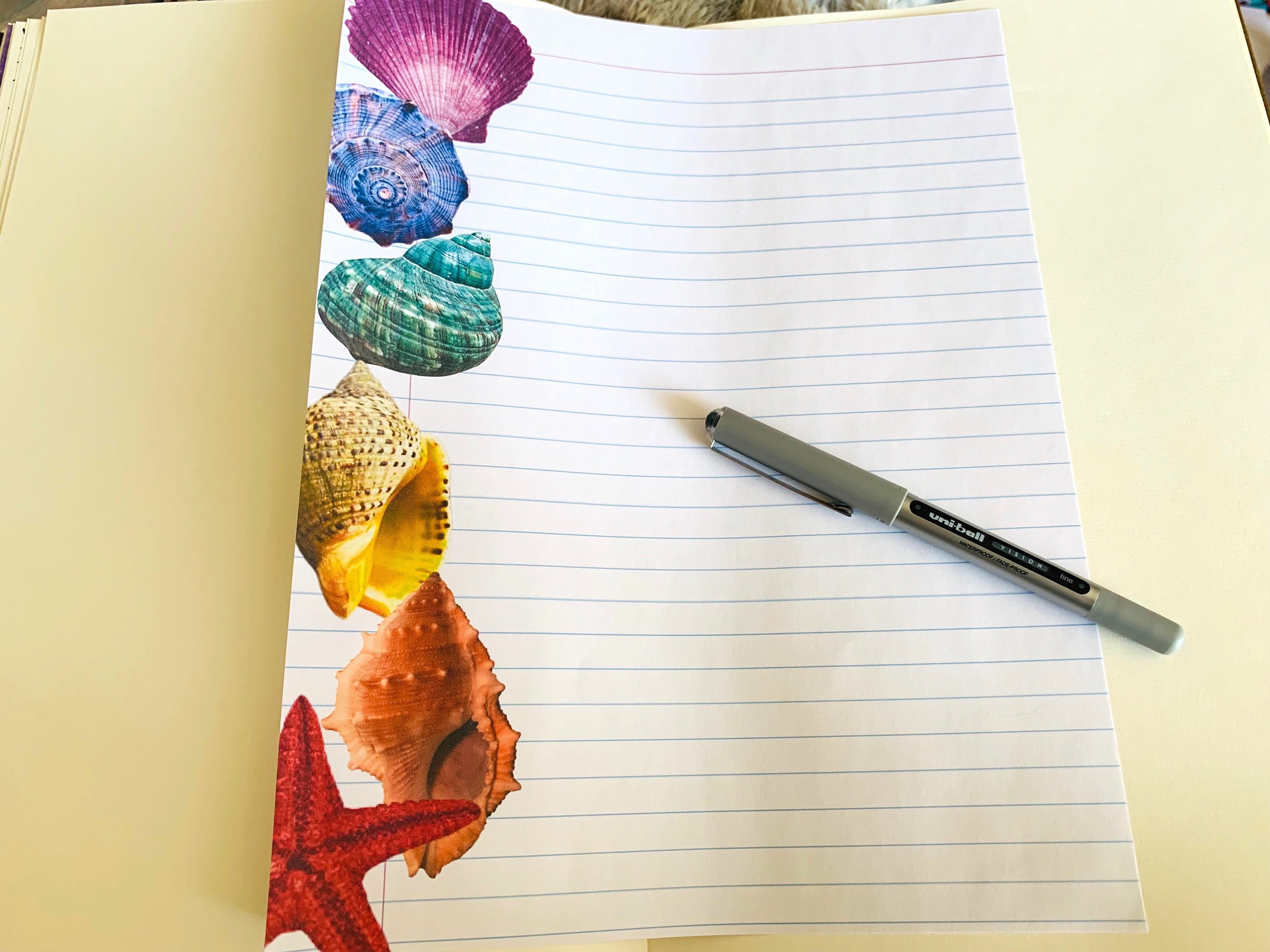 Beach Themed Writing Paper PRINTABLE, Set of 5, for Tropical Sea, Ocean ...