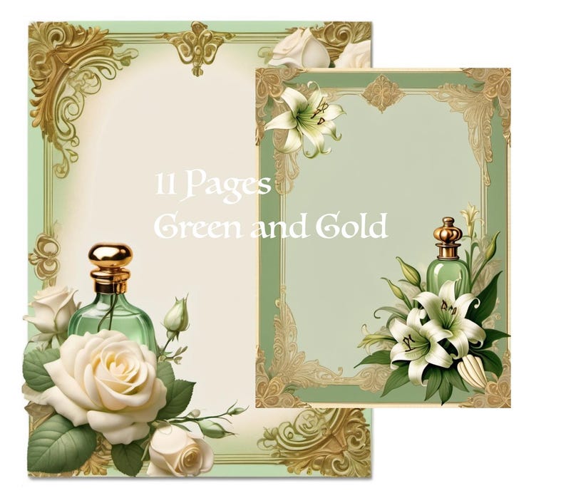 Perfume Bottle Writing Paper Printable Kit, Gorgeous Writing Pages ...