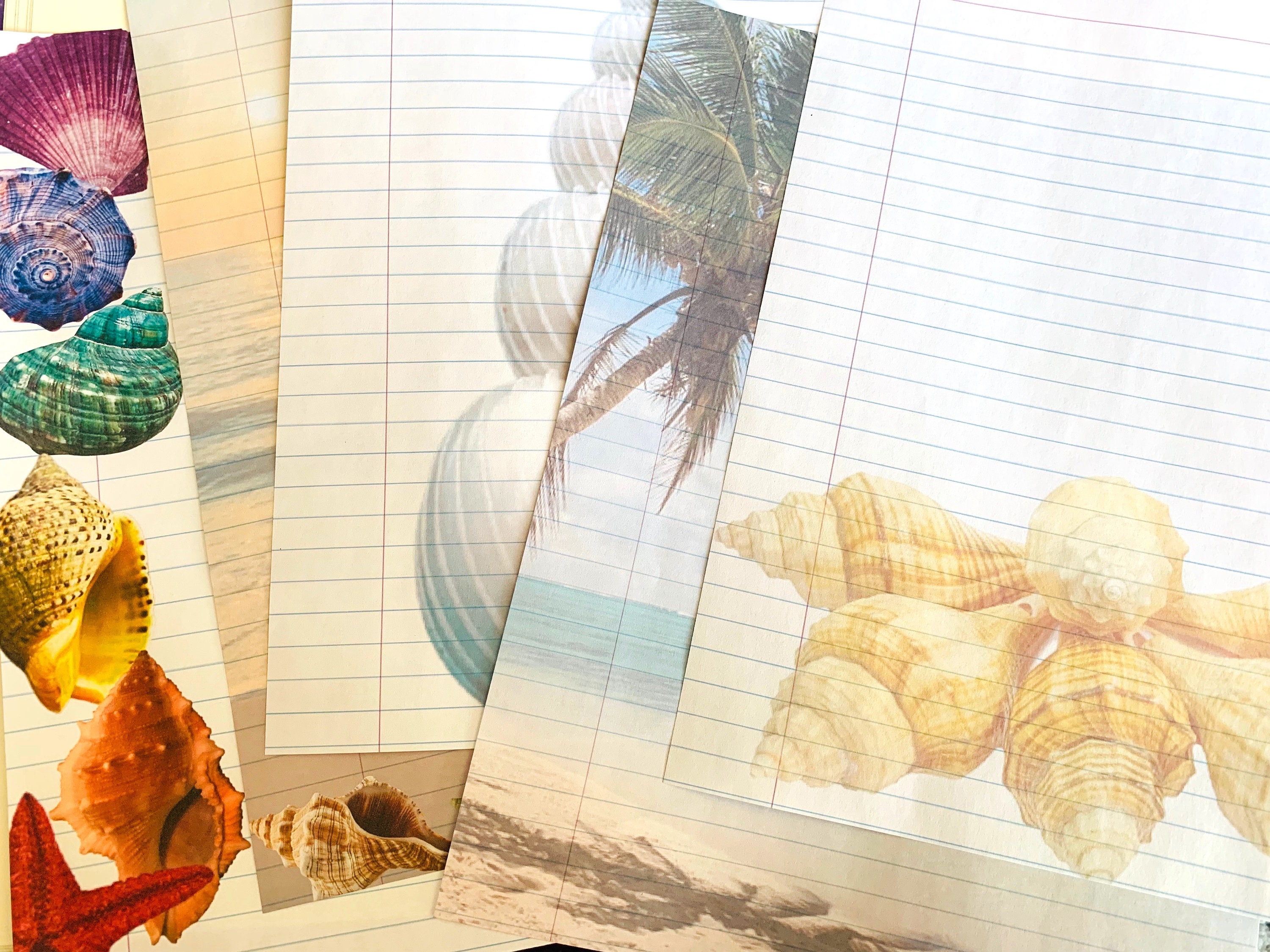 Beach Themed Writing Paper PRINTABLE, Set of 5, for Tropical Sea, Ocean ...