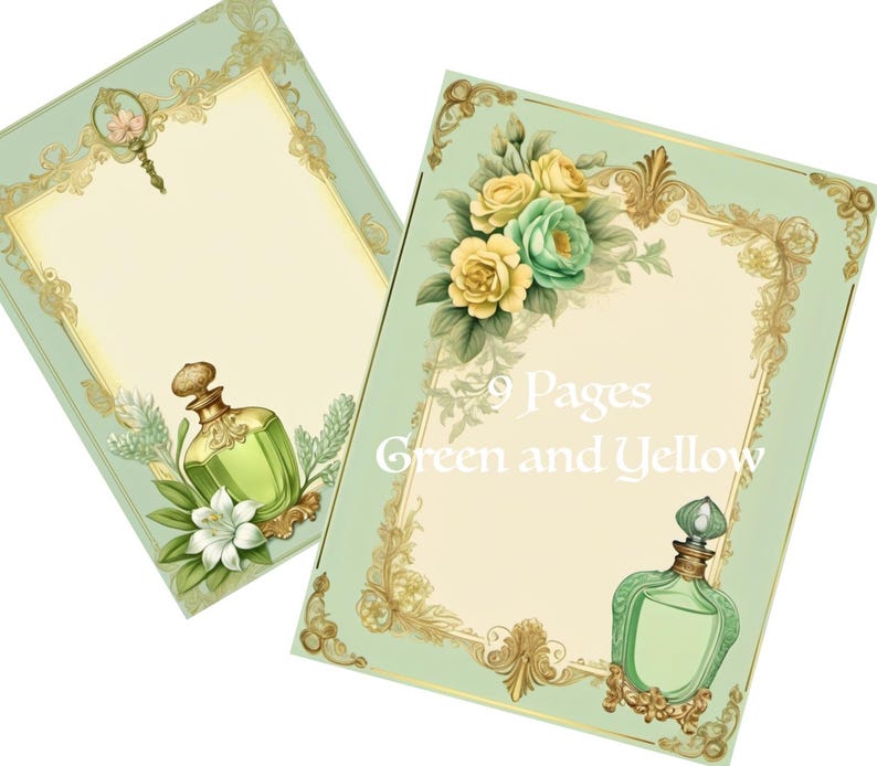Perfume Bottle Writing Paper Printable Kit, Gorgeous Writing Pages ...