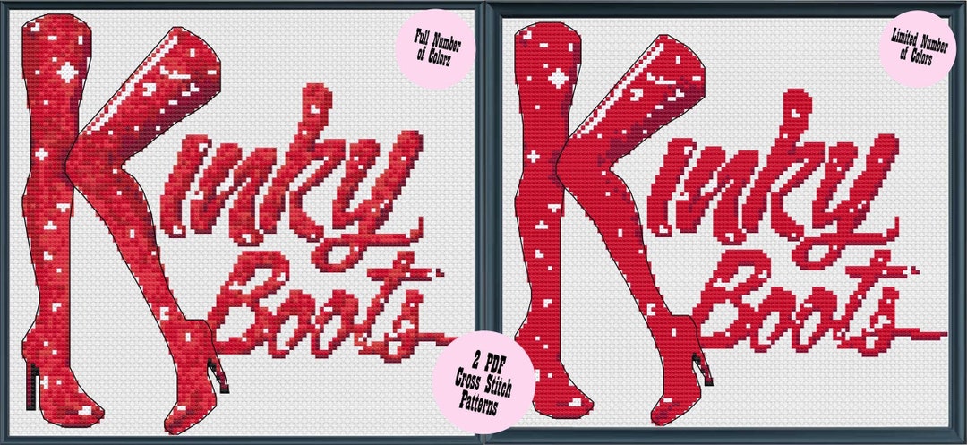 Kinky Boots Logo Cross Stitch Pattern, 2 Color Variations: Musical ...