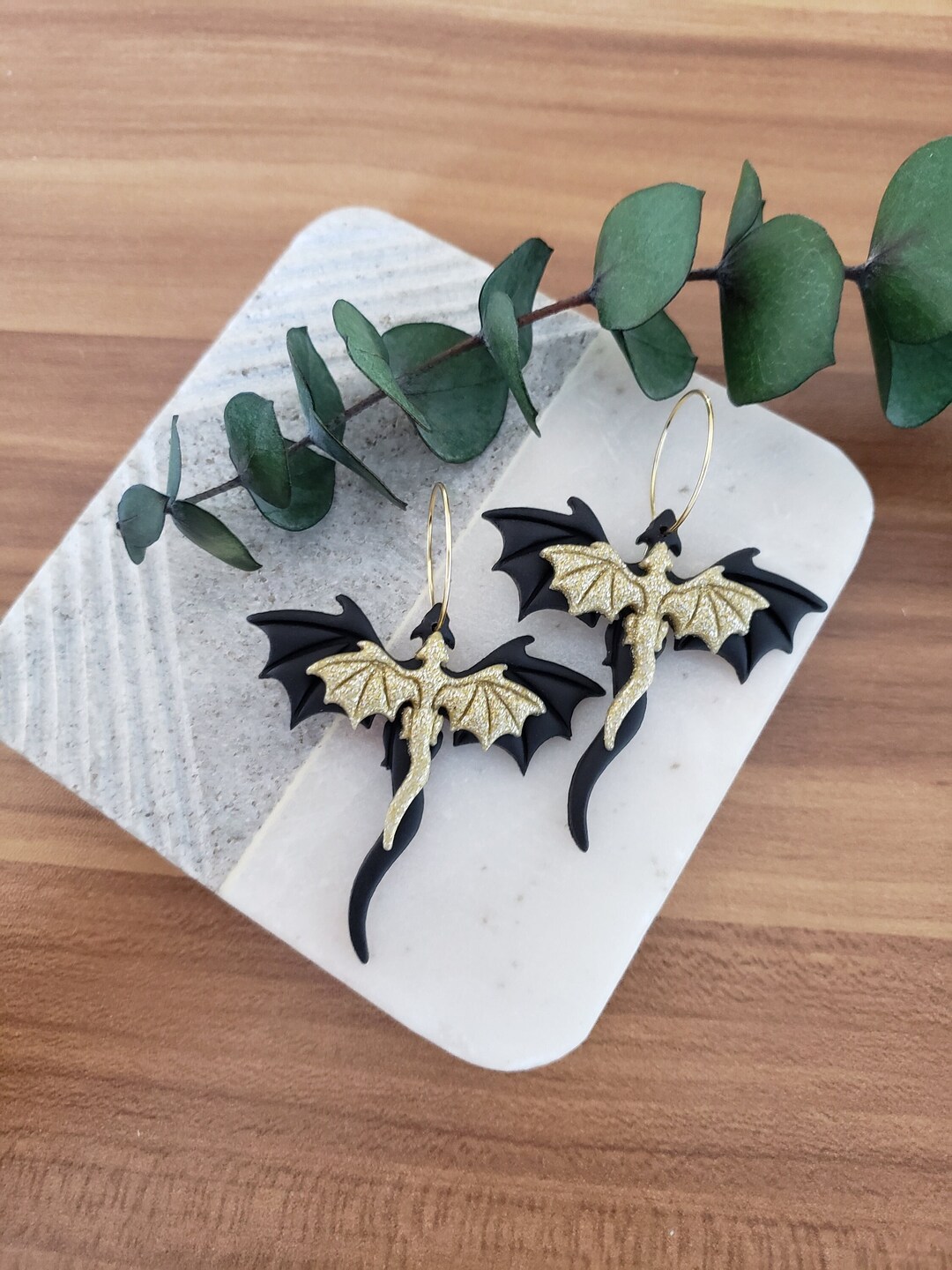 Polymer Clay Dragon Dangle Earrings| Boho Earrings| Dragon Polymer Clay ...
