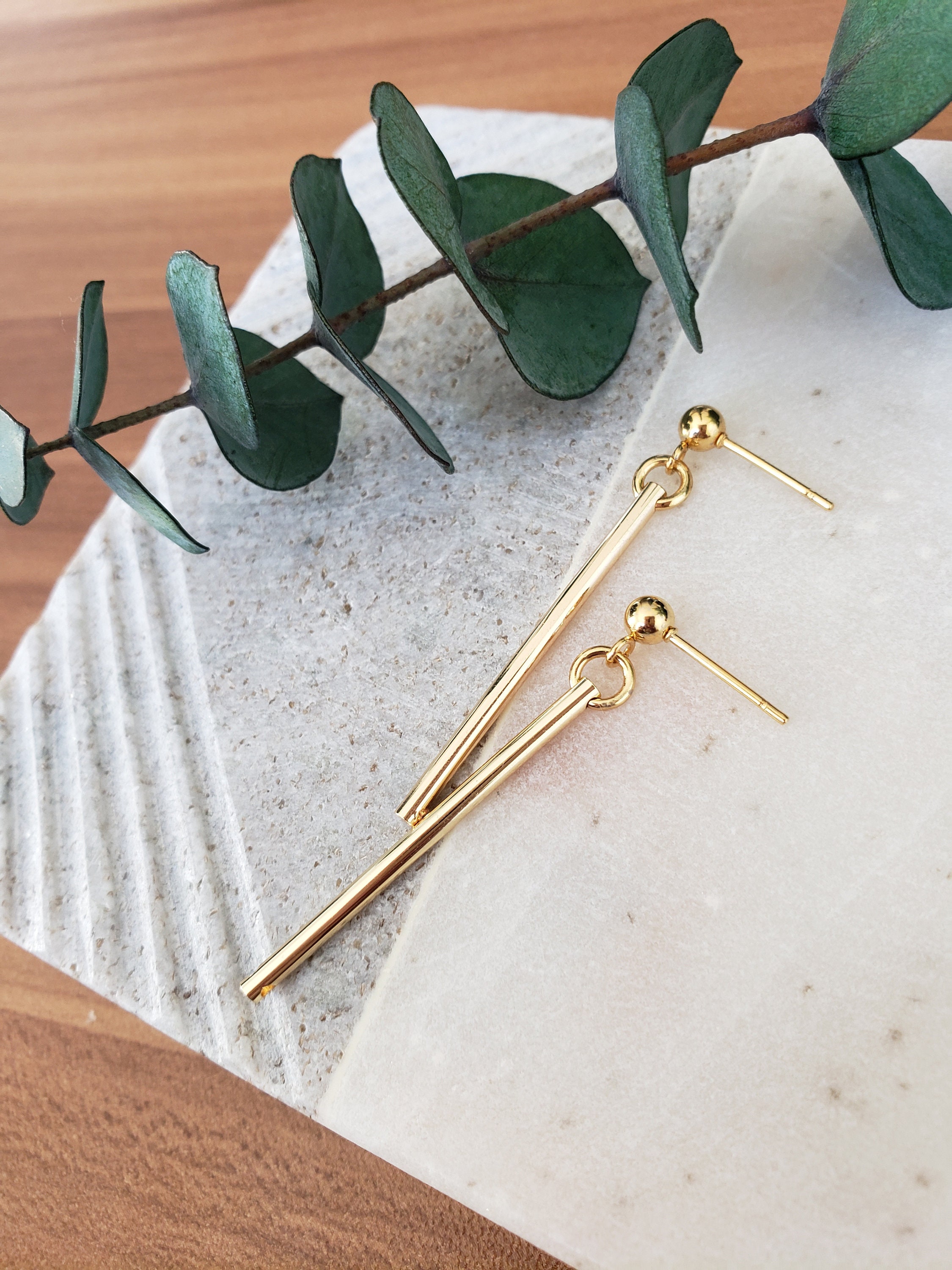 Gold Bar Dangle Earrings Gold Bar Earrings Dangle Earrings | Etsy