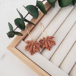 Polymer Clay Maple Leaf Dangle Earrings| Boho Earrings| Floral Polymer ...