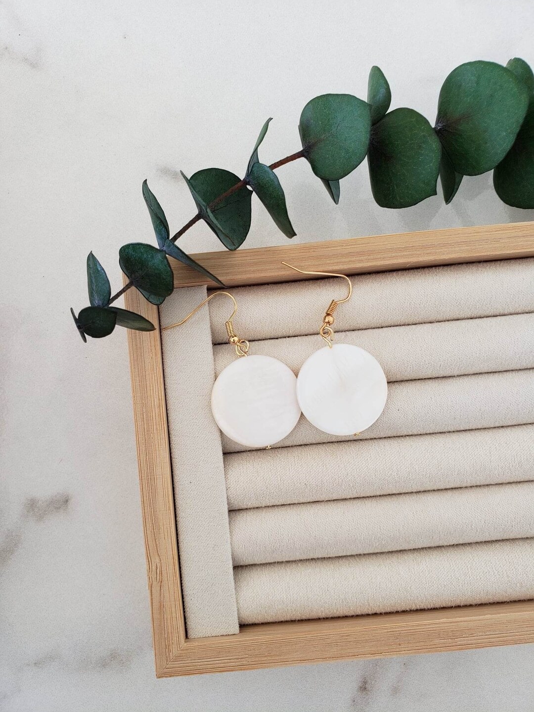 Minimalist White Shell Earrings Natural White Shell Dangle Earrings ...