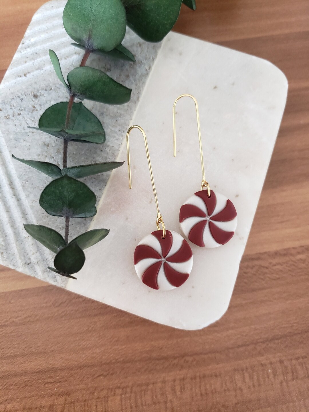 Polymer Clay Peppermint Candy Earrings| Boho Earrings| Christmas ...