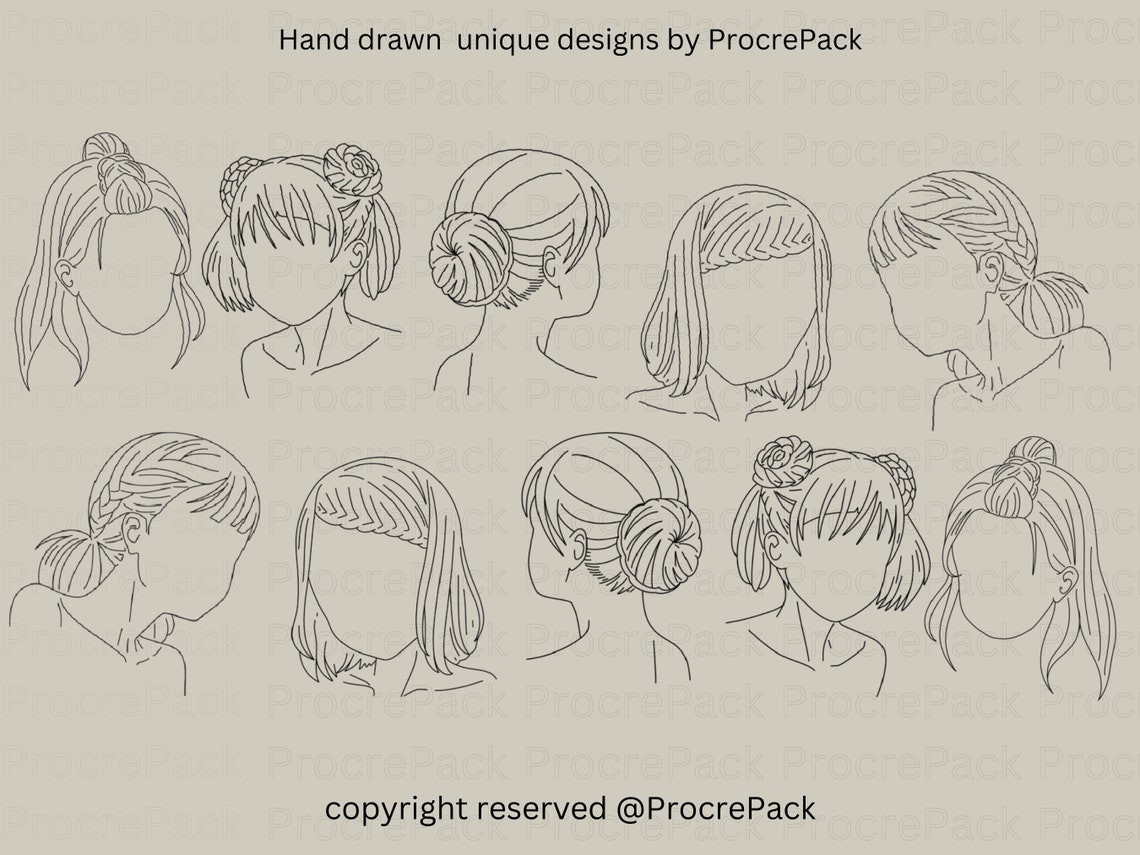 Procreate Chibi Girl Stamps, Girls Hand Drawn Heads, Chibi Heads Stamp ...