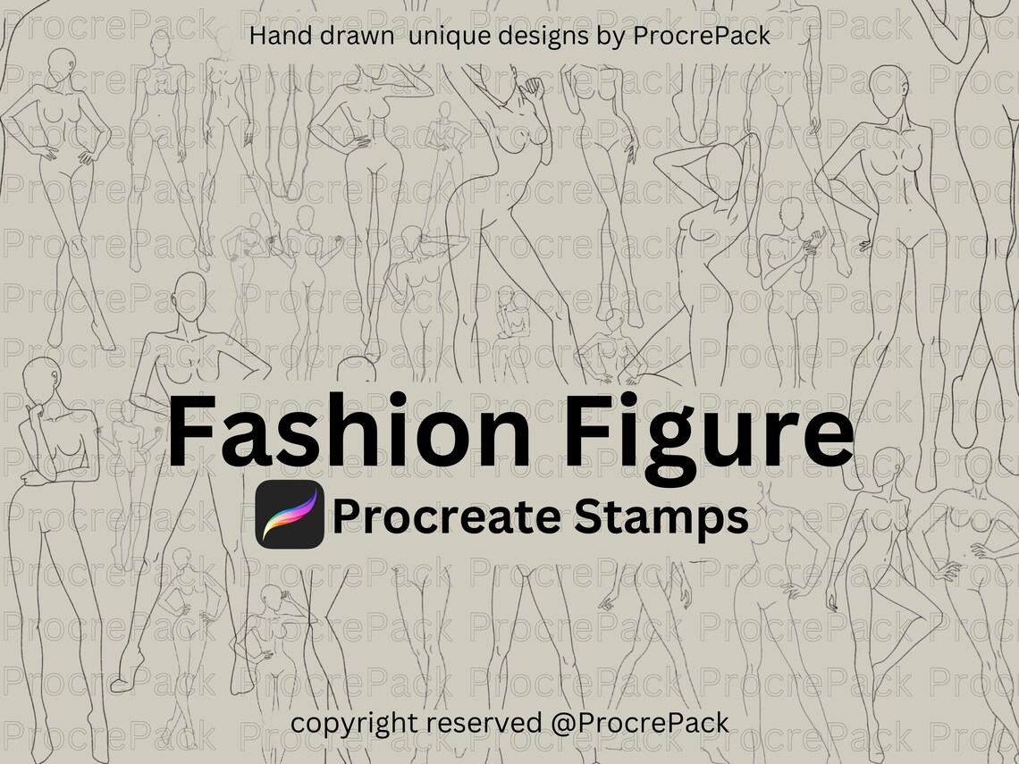 Procreate Fashion Figure Stamp, Hand Drawn Fashion Poses, Procreate ...