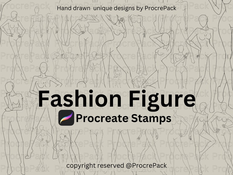 Procreate Fashion Figure Stamp, Hand Drawn Fashion Poses, Procreate ...