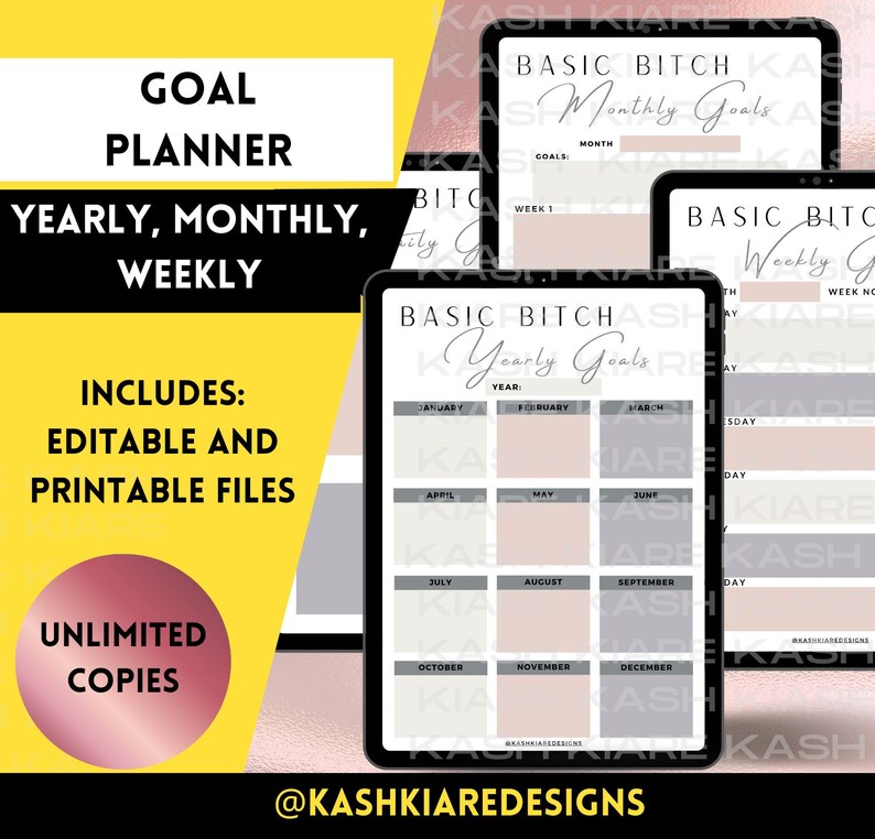 Editable Goal Planner: Weekly & Monthly Habit Tracker (digital Download ...