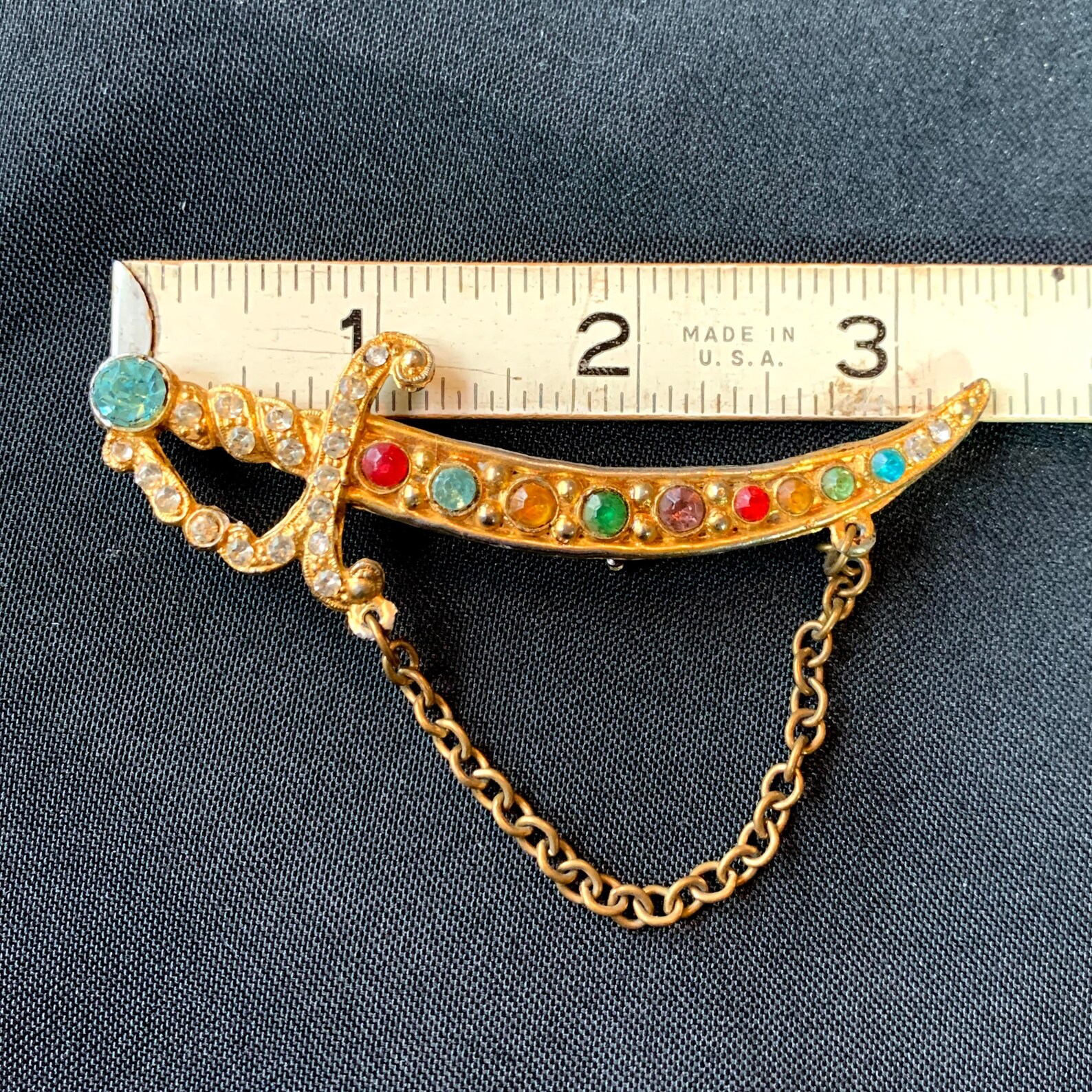 Vintage Jeweled Scimitar Sabre Brooch Pin - Etsy