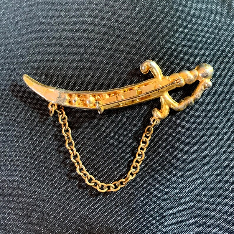 Vintage Jeweled Scimitar Sabre Brooch Pin - Etsy